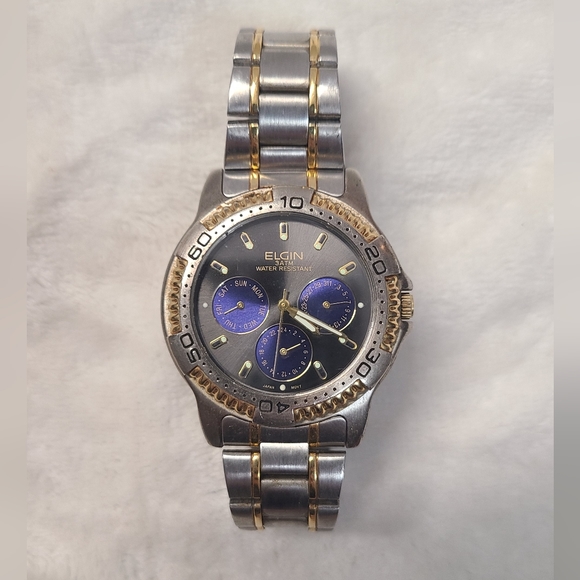 Elgin | Accessories | Elgin Mens Two Tone Chronograph Watch | Poshmark